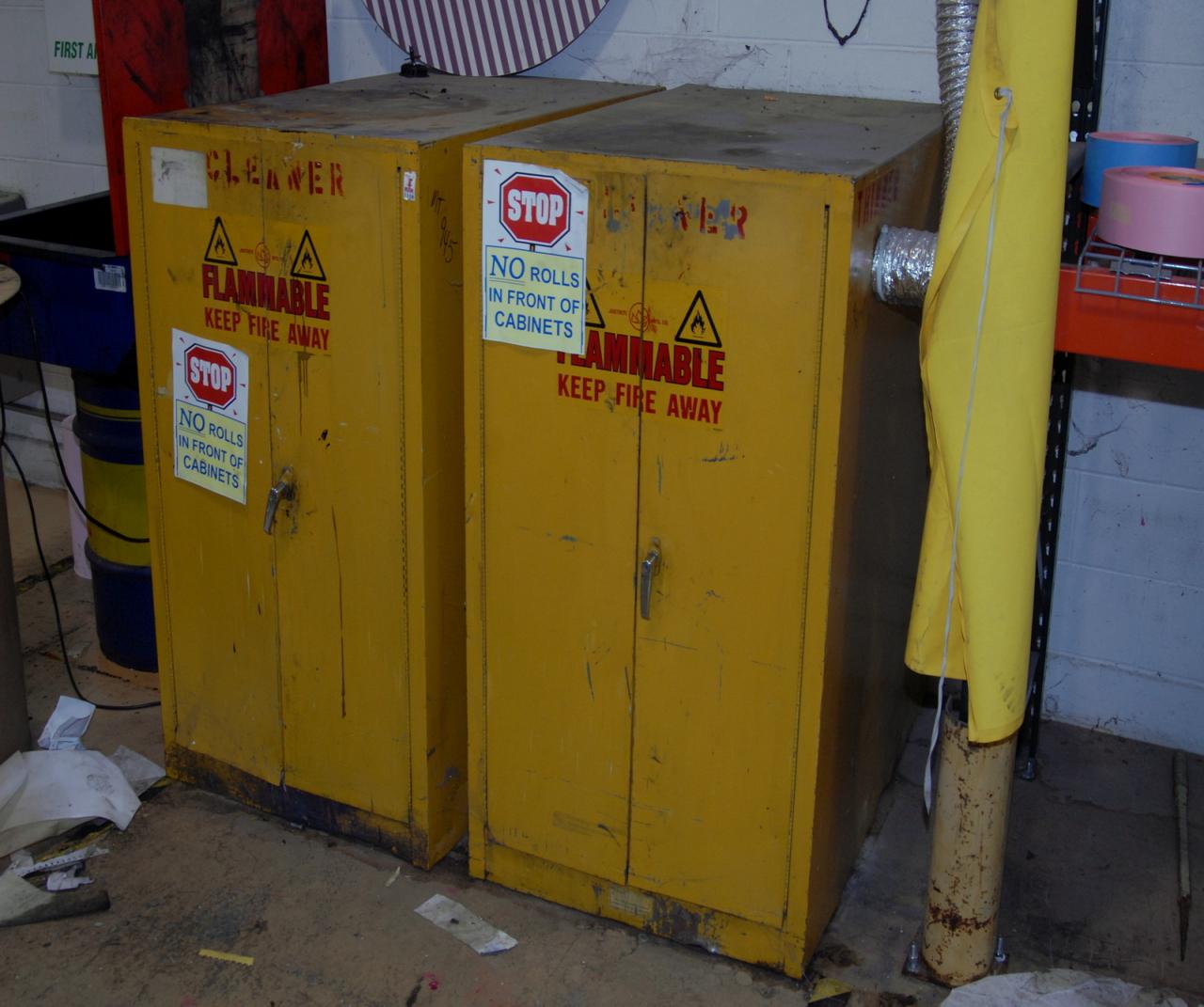 Lot #134: Lot of 2 yellow fireproof cabinets with vents - WireBids
